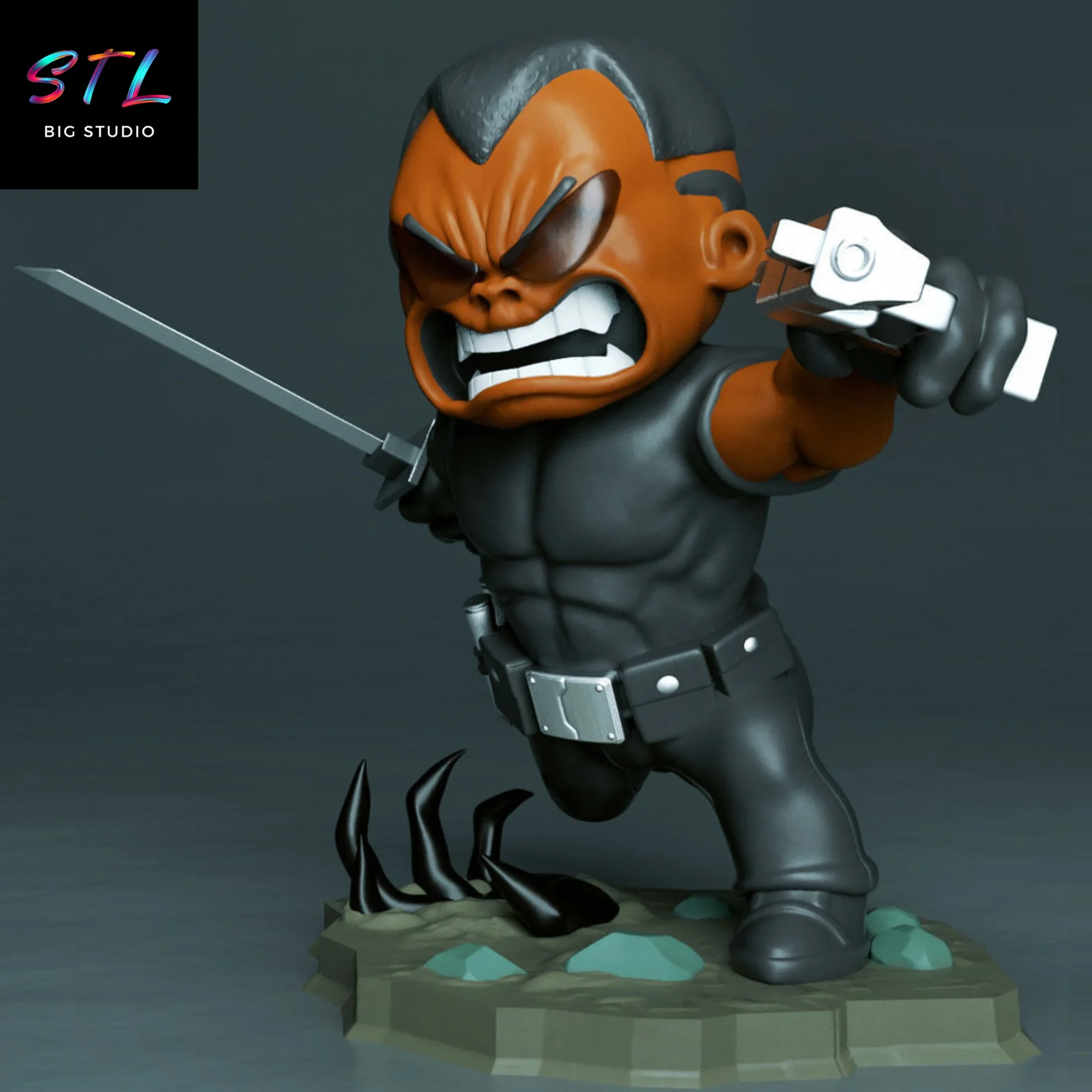 🖤 Blade Chibi STL | Marvel | Figure for 3D Printing